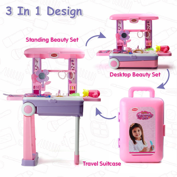 Chanak Kids Beauty Set Trolley | 3-in-1 Makeup Play Set for Girls ...
