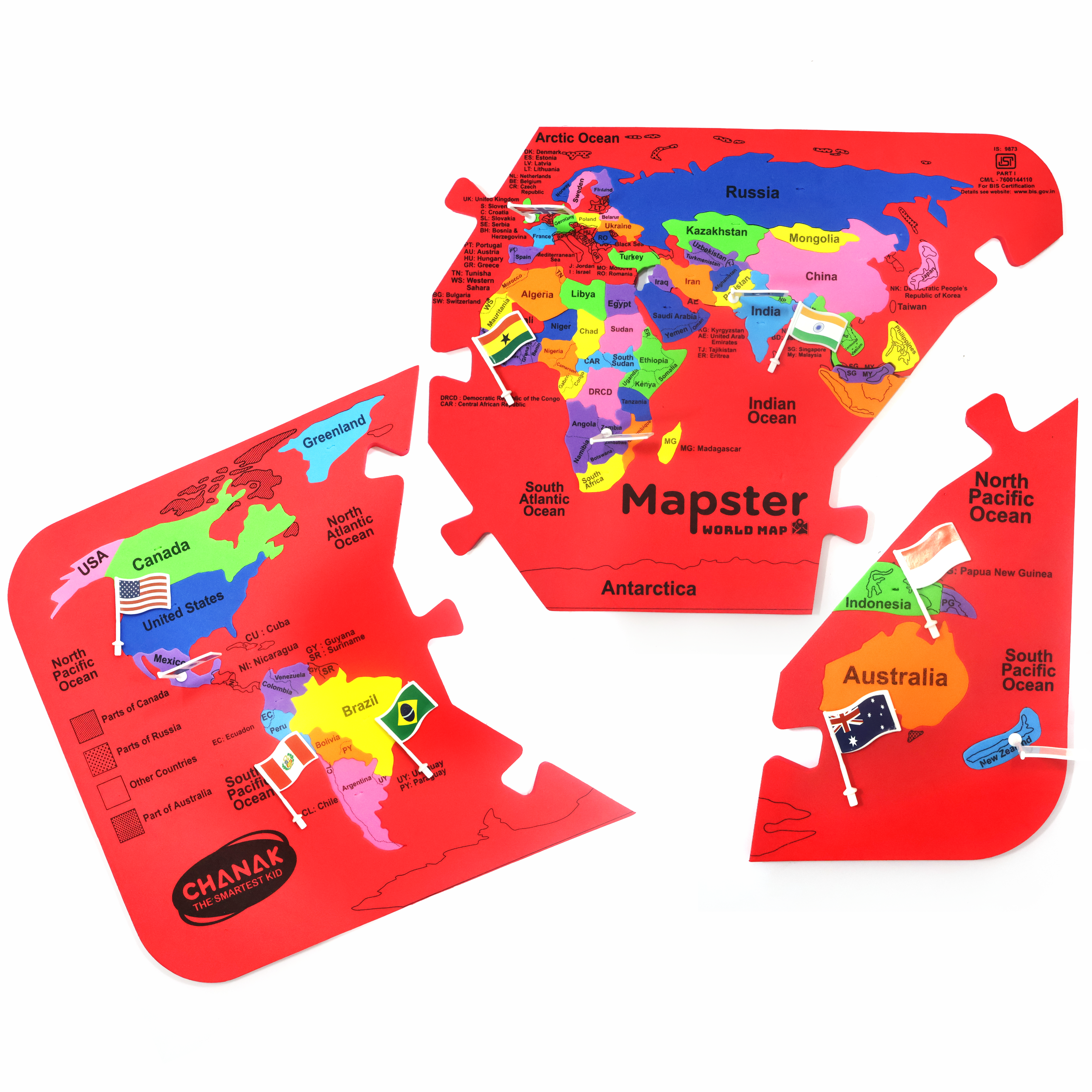 Chanak World Map Puzzle with Flags | Educational Geography Toy – chanakuae